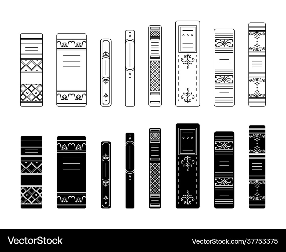 A set outline and simple style spines books Vector Image