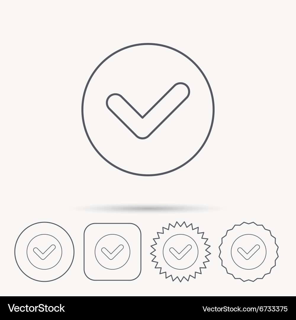 Check confirm icon tick in circle sign Royalty Free Vector