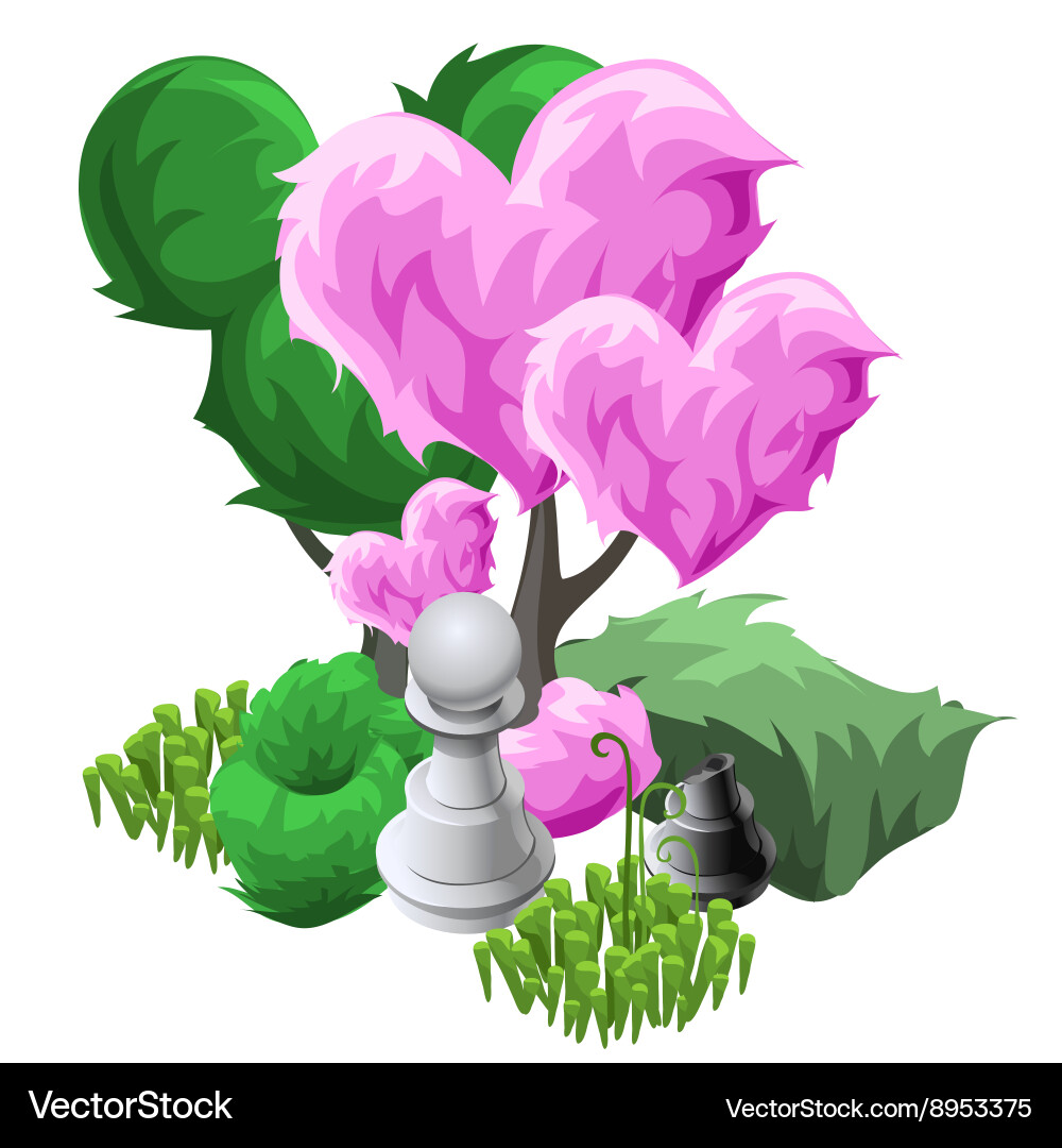 Chess white pawn and trees in shape heart Vector Image