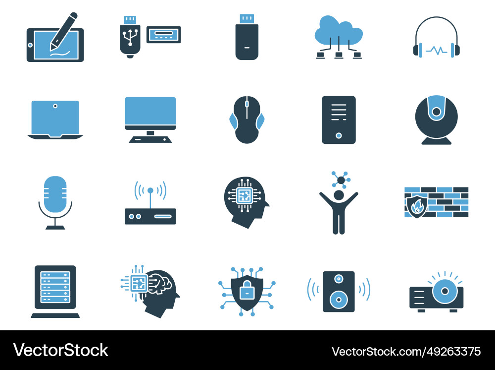 Computer technology icon set laptop monitor cloud Vector Image
