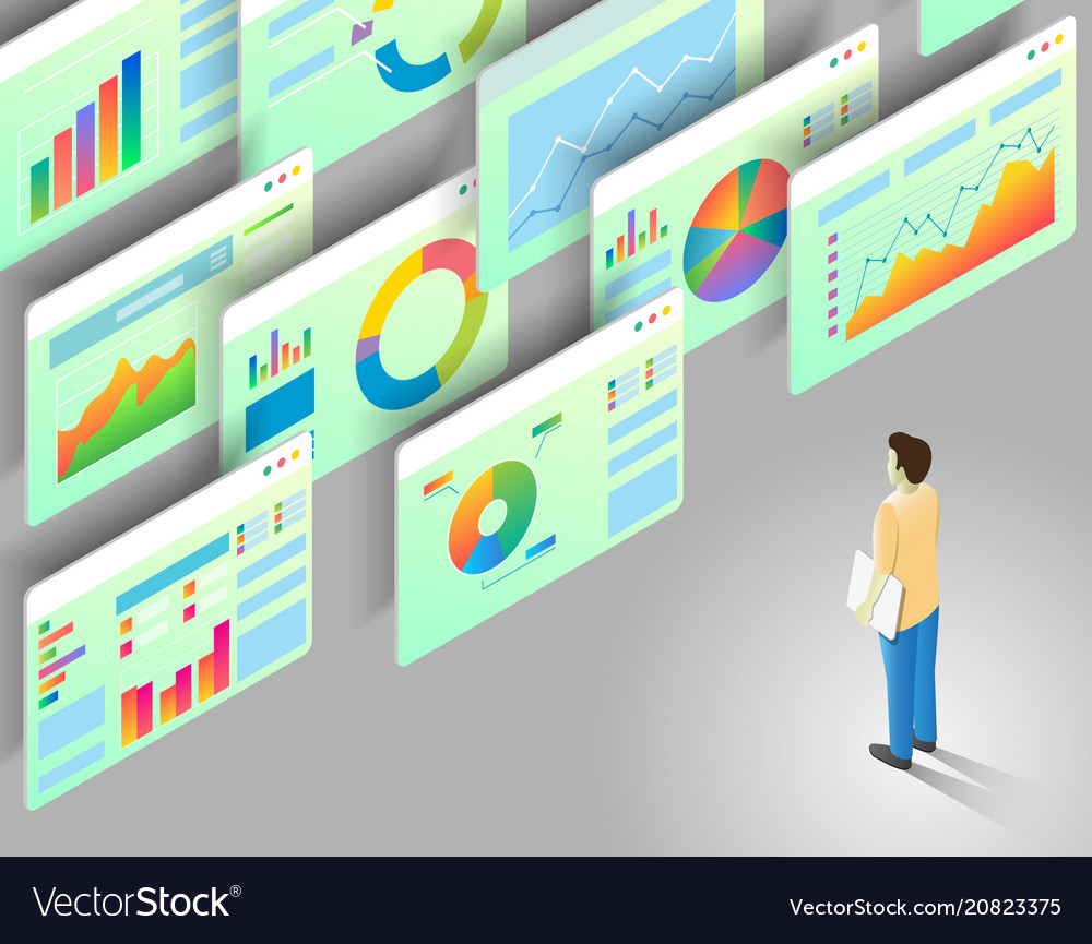 Data analytics isometric Royalty Free Vector Image