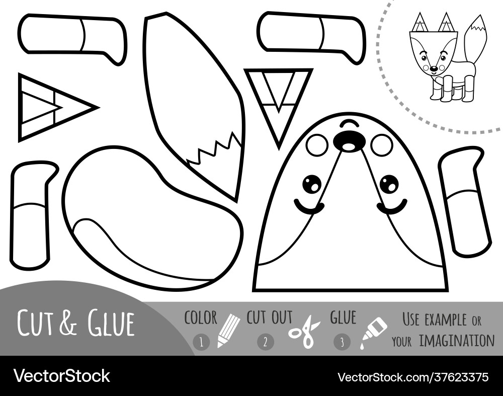 Education paper game for children fox Royalty Free Vector