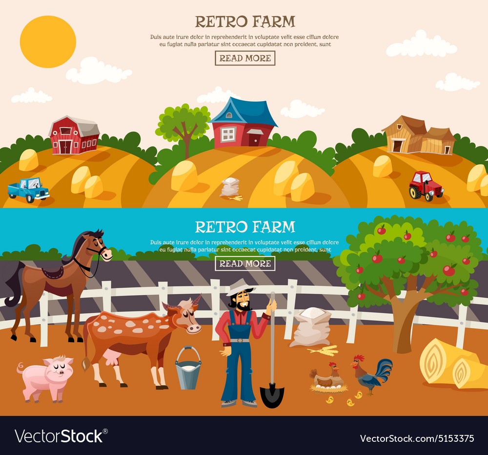 Farm Banner Set Royalty Free Vector Image - VectorStock