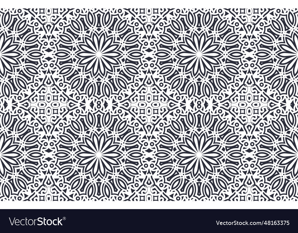 Flat mandala seamless pattern template Royalty Free Vector