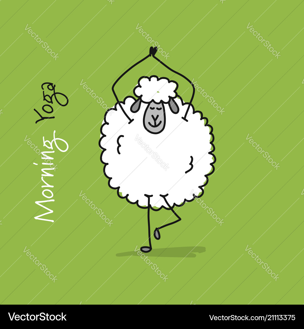 Funny sheep doing yoga sketch for your design Vector Image
