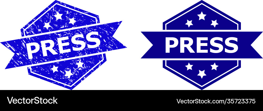 Hexagonal press stamp with rubber style and clean Vector Image