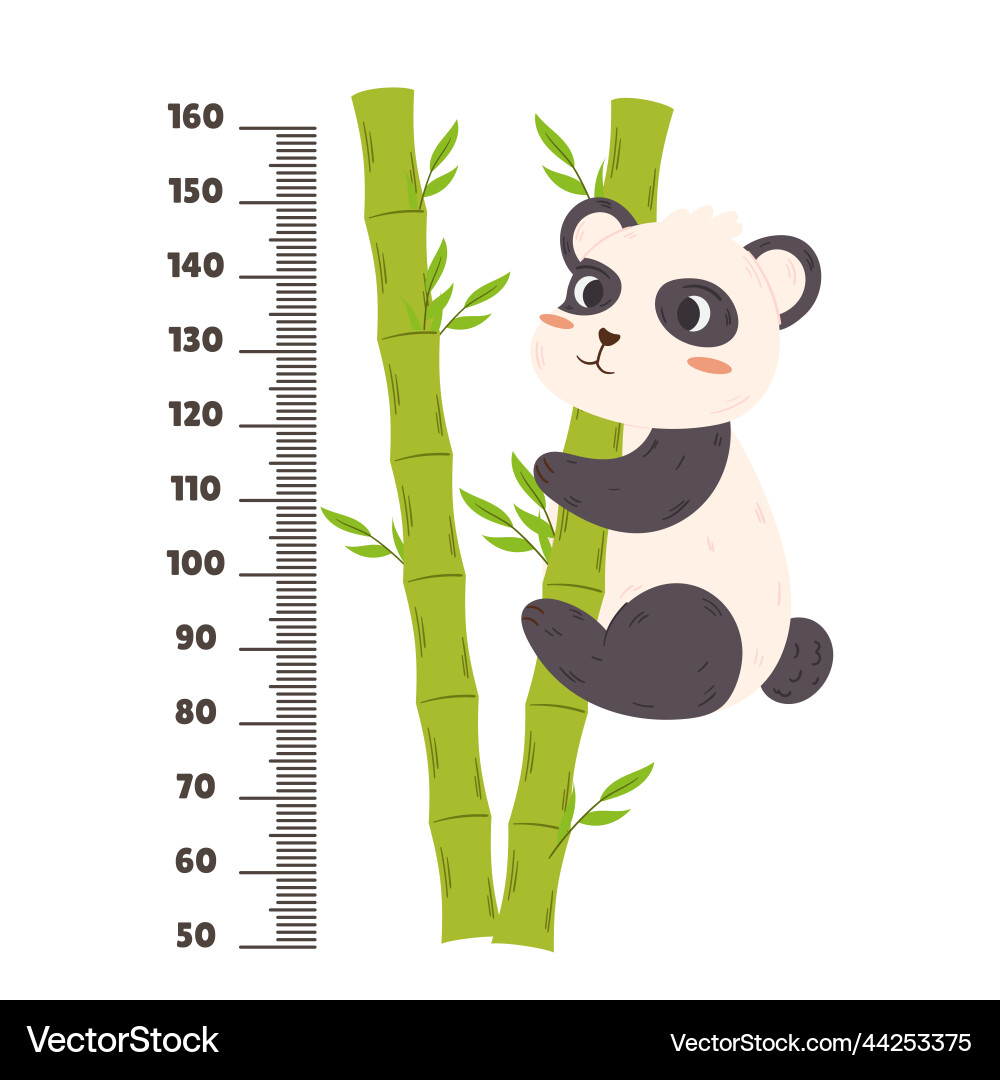 Kids height meter ruler with cute panda Royalty Free Vector