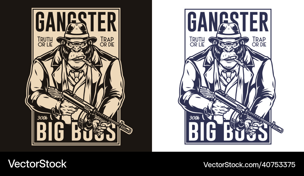 Mafia monochrome vintage label Royalty Free Vector Image