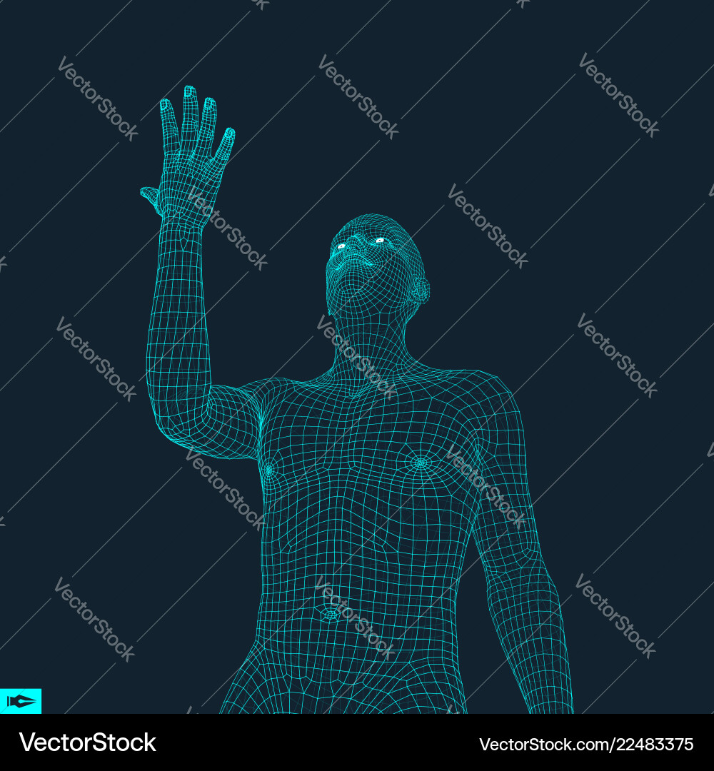 Man points to something by hand 3d model of Vector Image