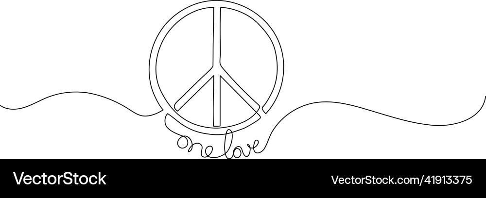 One llove - peace sign in continuous line drawing Vector Image