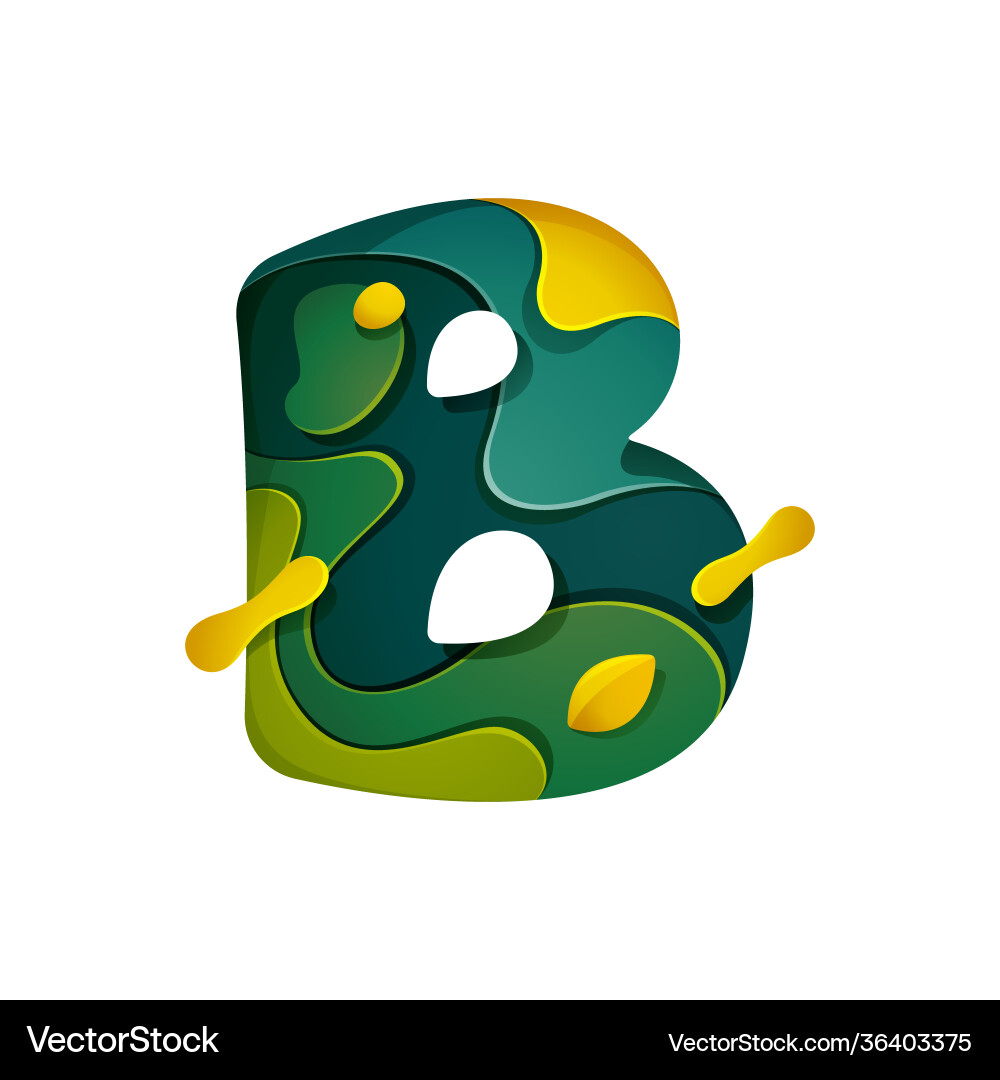Paper cut letter b logo layer carving style Vector Image