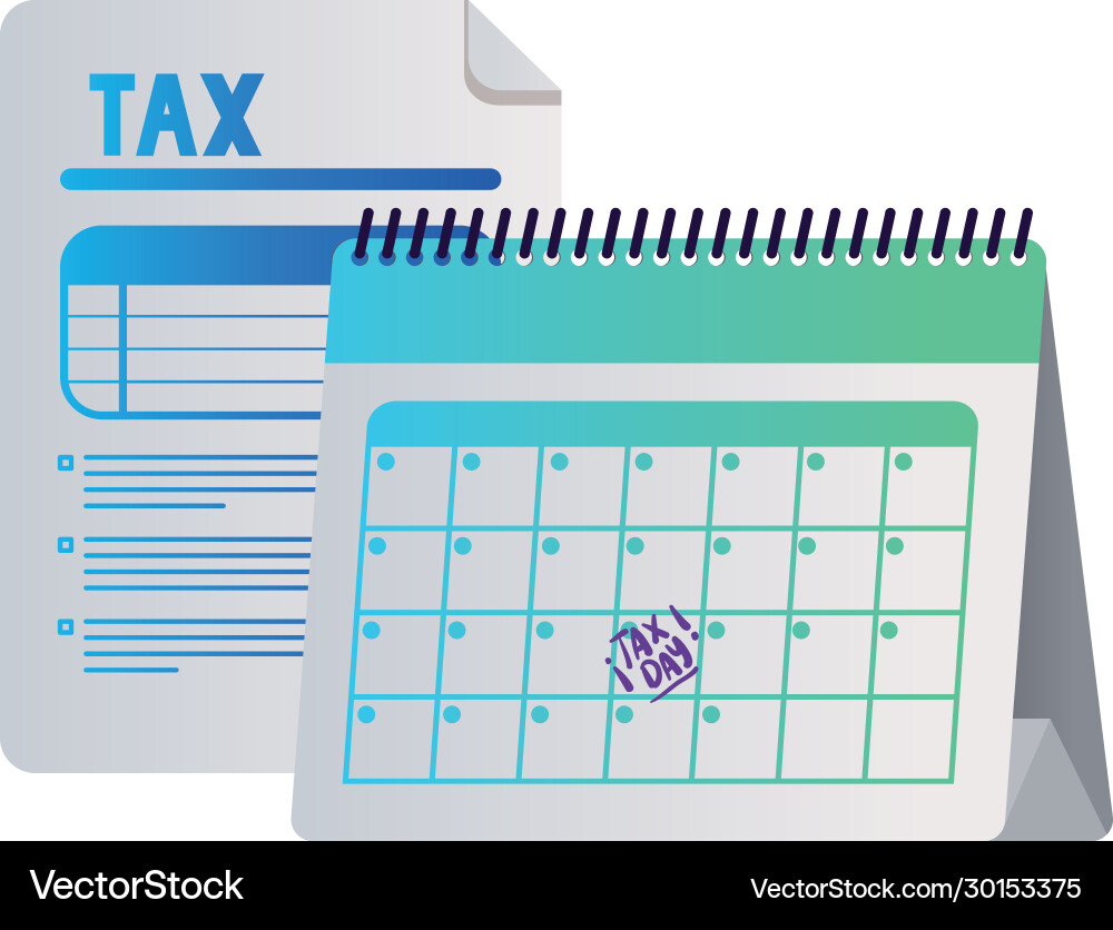 Tax day calendar and document design Royalty Free Vector