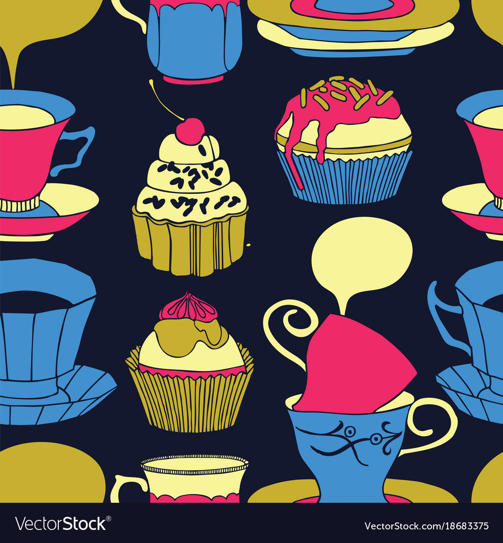 Tea time pattern Royalty Free Vector Image - VectorStock