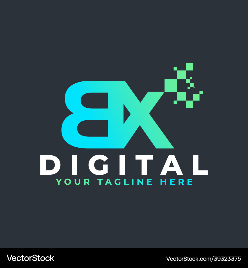 Tech letter bx logo blue and green geometric Vector Image