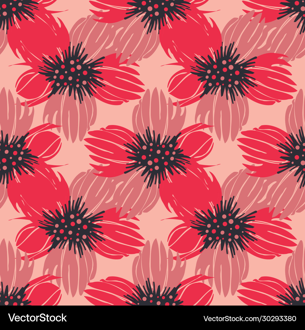 Bright red anemones seamless pattern Royalty Free Vector