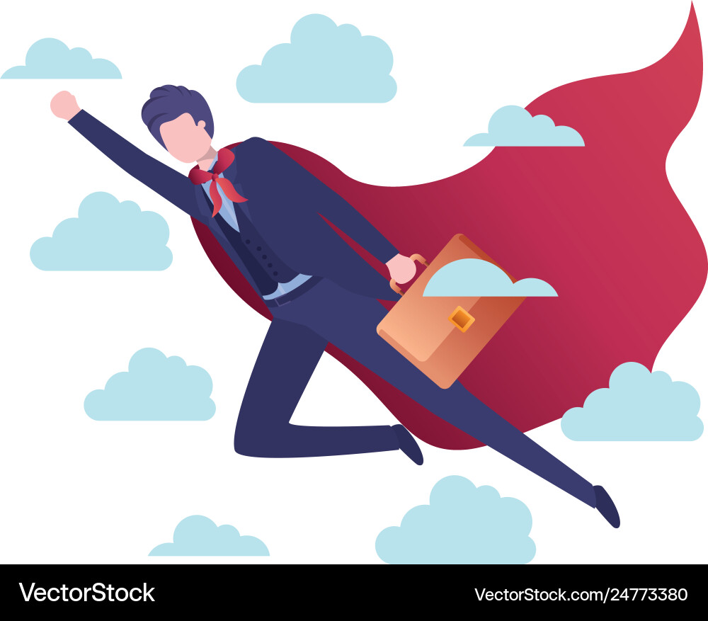 Businessman with hero coat character Royalty Free Vector