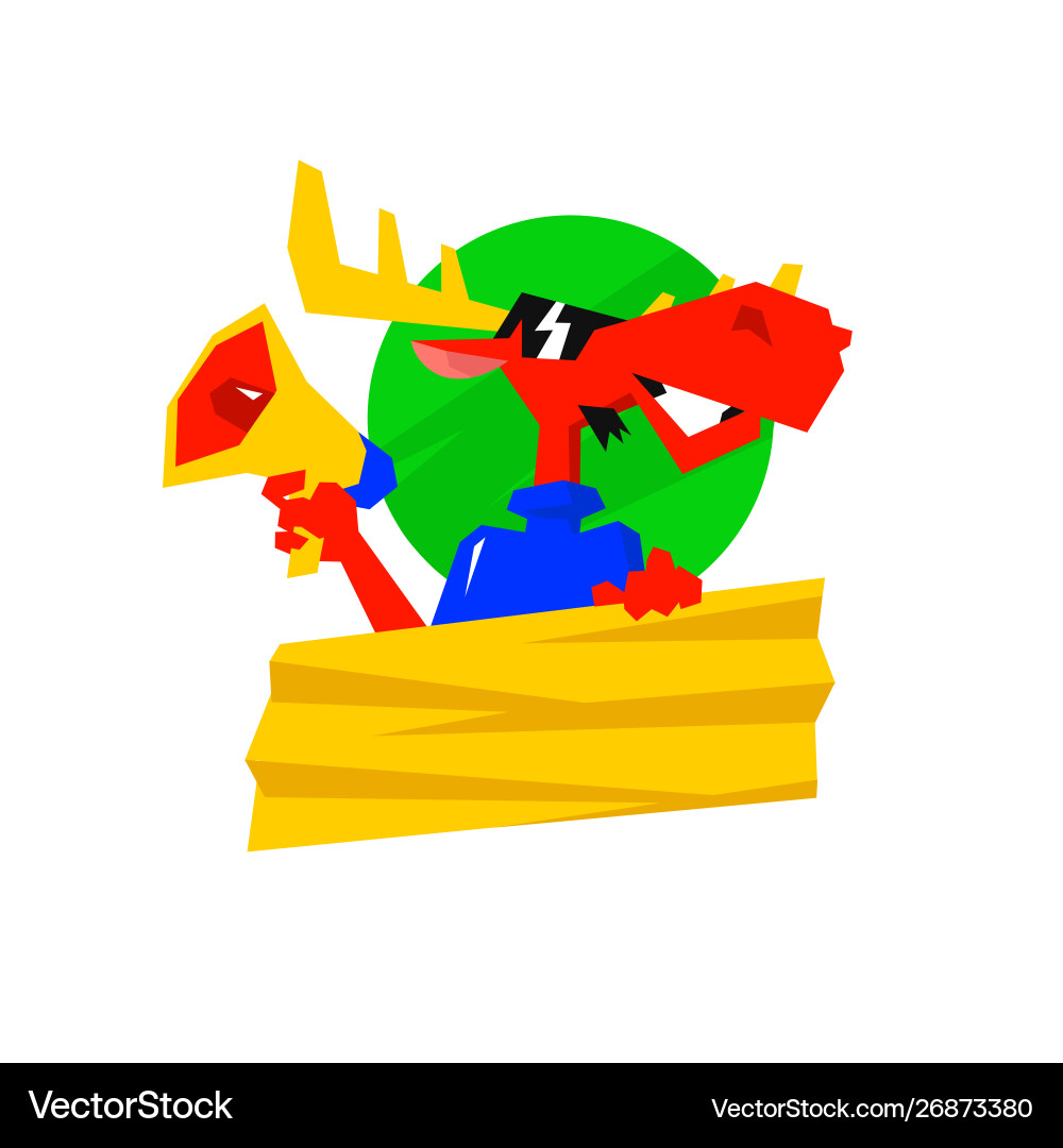 Character is a red moose with megaphone Royalty Free Vector