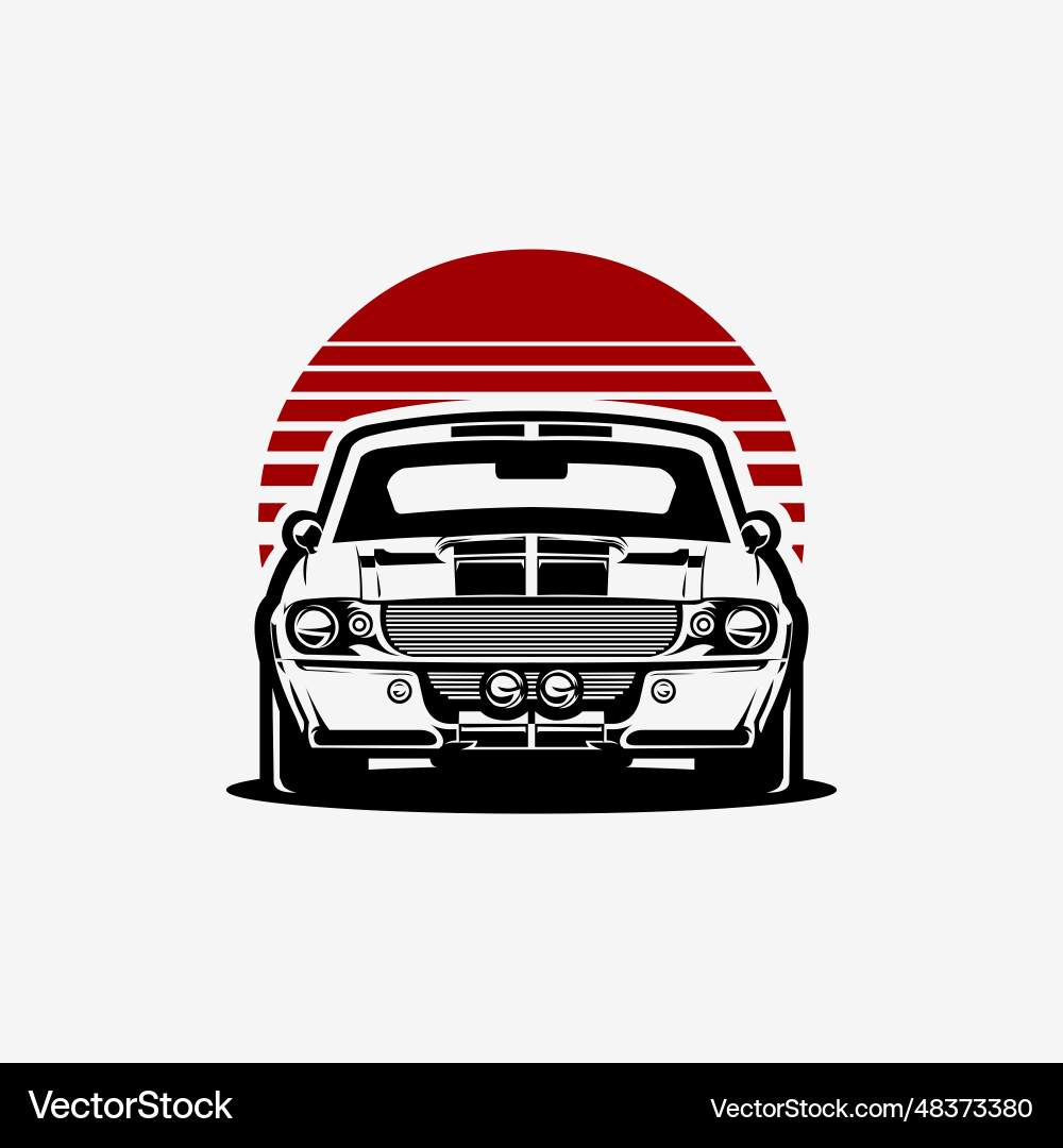 Classic american muscle car front view art Vector Image