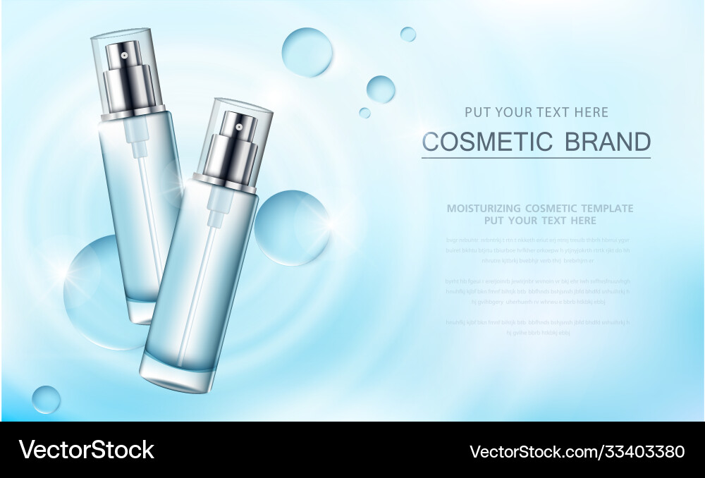 Cosmetic product poster bottle package design Vector Image
