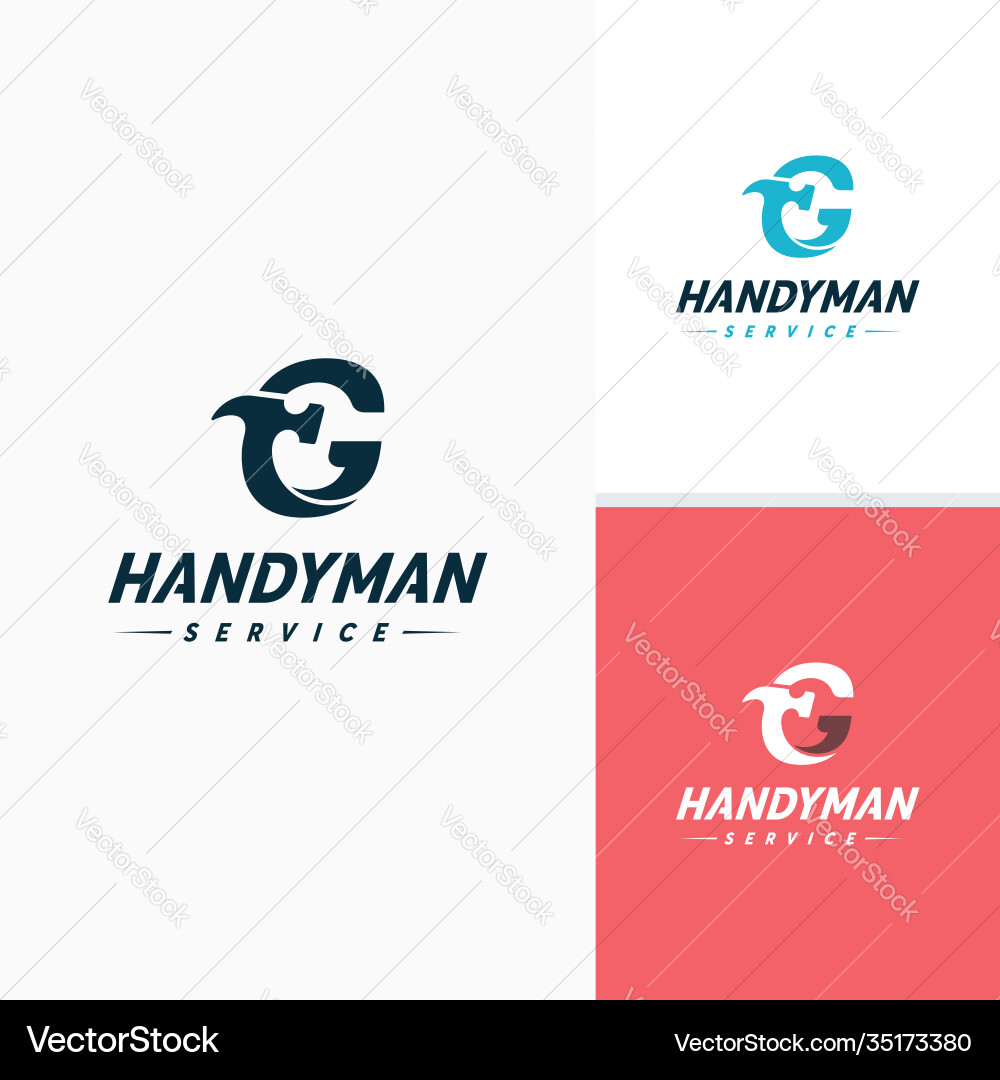 Handyman services logo design letter g hammer Vector Image