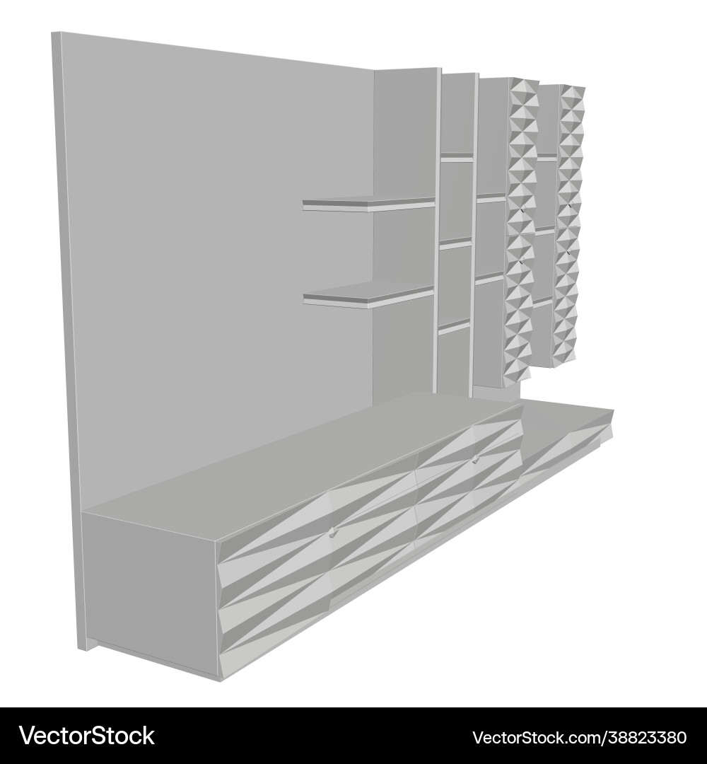 Large wardrobe with shelves isolated on a white Vector Image