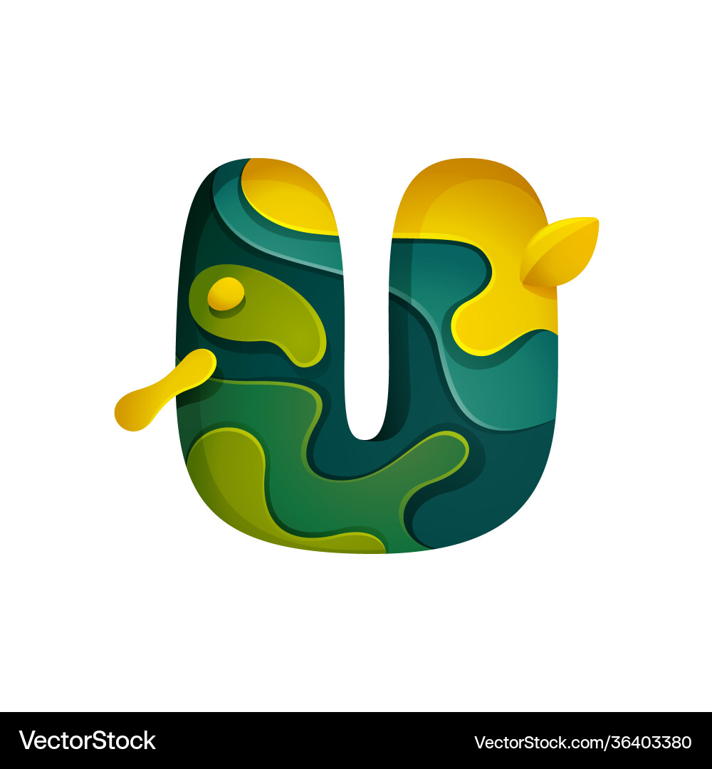 Paper cut letter u logo layer carving style Vector Image