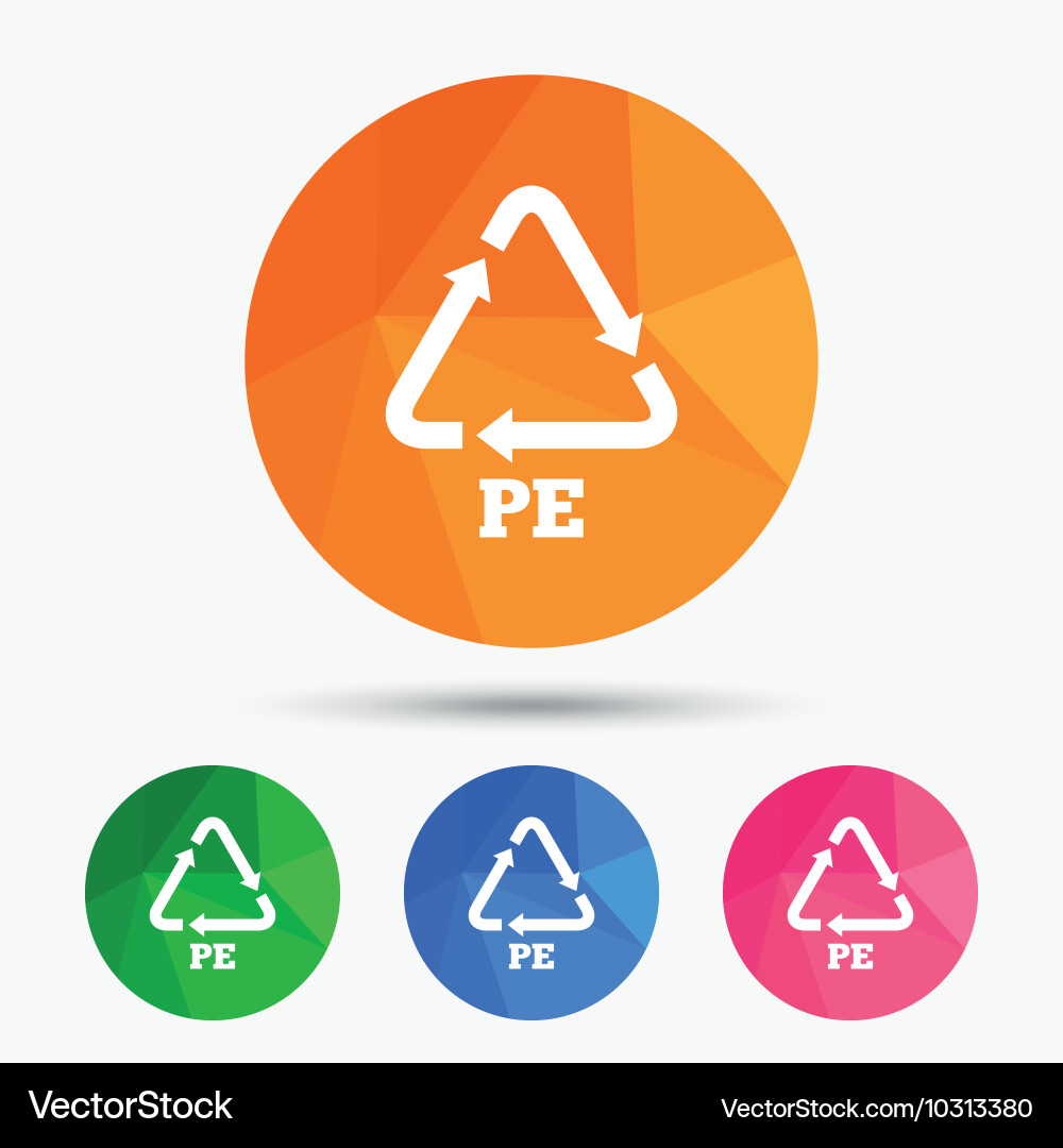 Pe polyethylene sign icon recycling symbol Vector Image