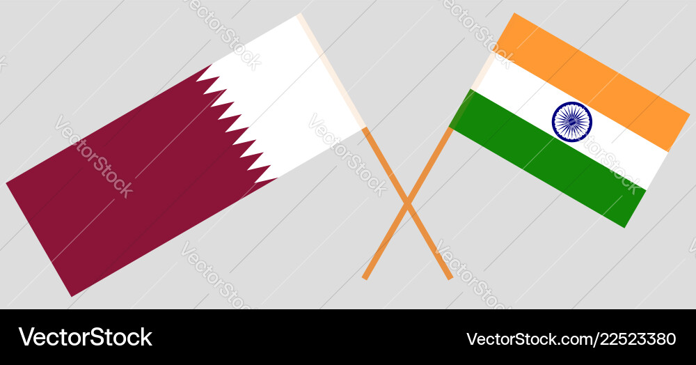 Qatar and india the qatari indian flags Royalty Free Vector