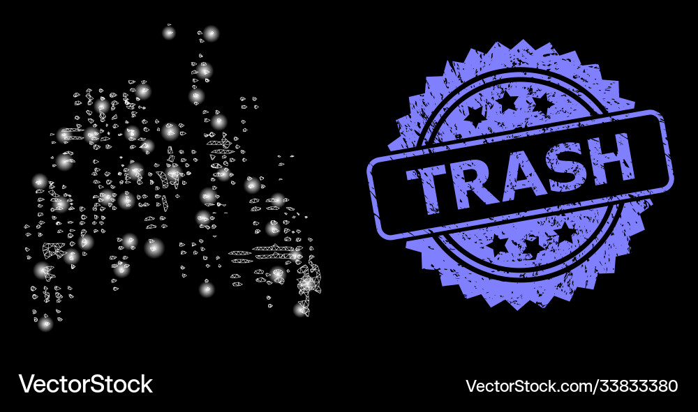 Rubber trash stamp and bright web net sand swarm Vector Image