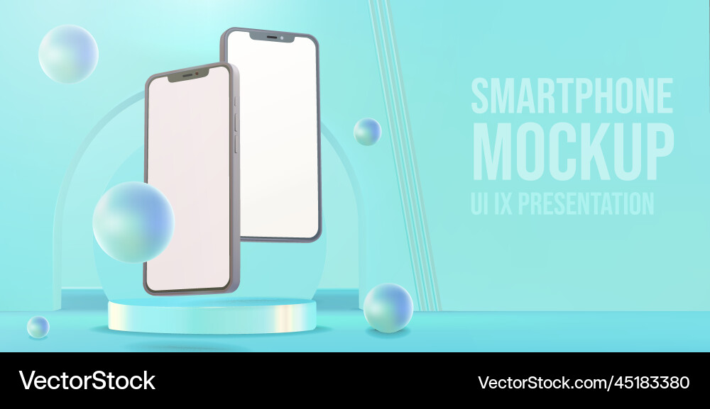 Smartphones mockup scene for ui ux presentation Vector Image