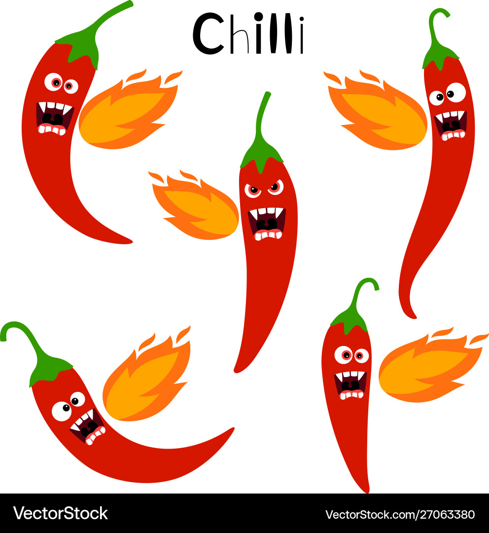 Spicy chilli fire peppers Royalty Free Vector Image