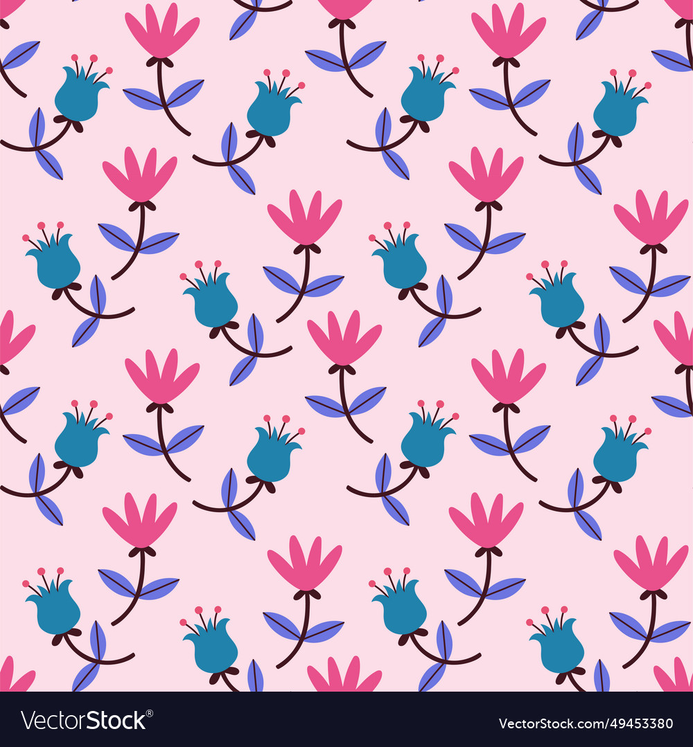 Trendy Seamless Floral Pattern In On Pink Vector Image