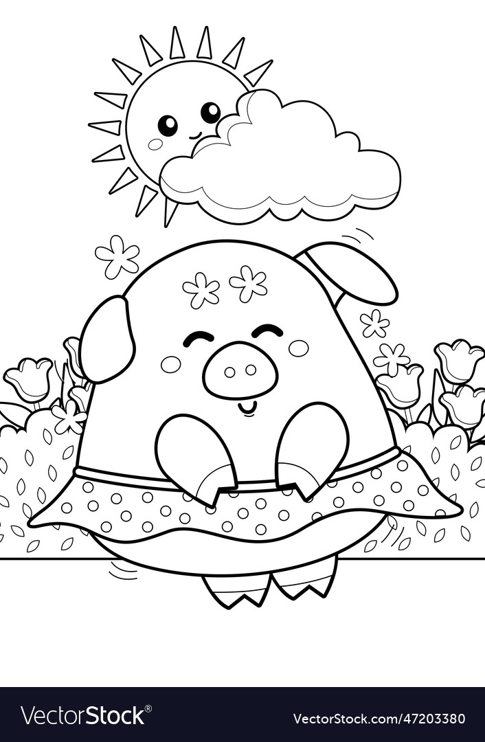 Valentine pig coloring activity kids adult Vector Image