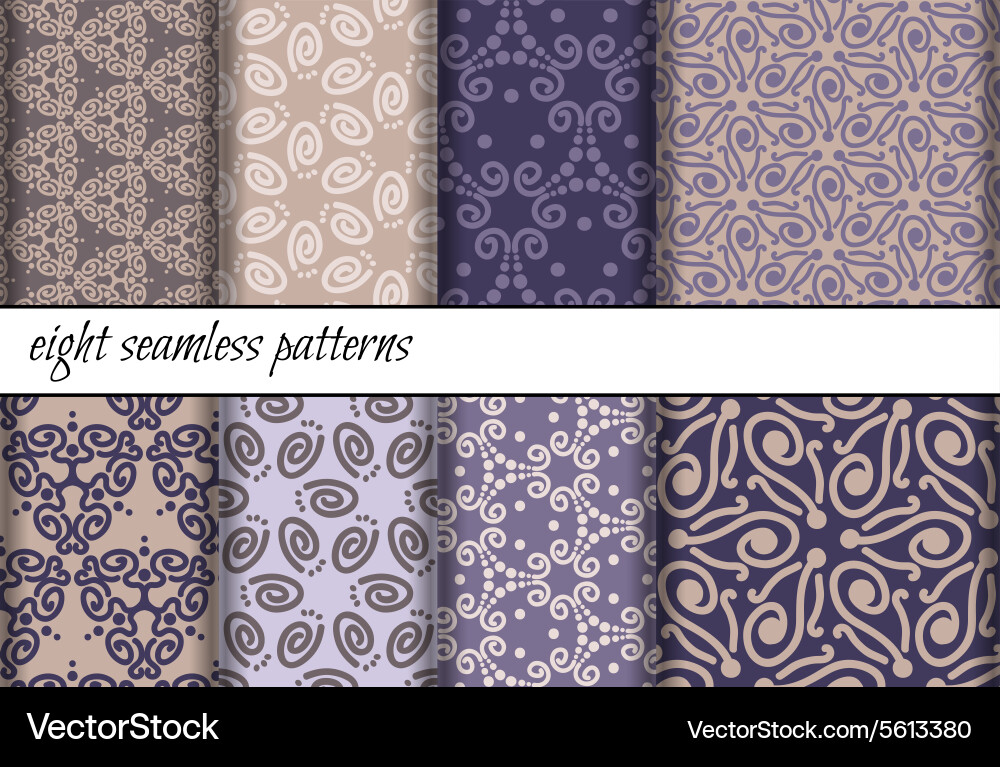 Violet set of seamless patterns can be used Vector Image