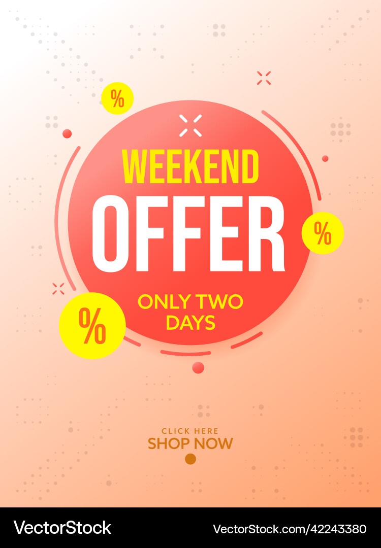 Weekend offer sale banner design template Vector Image