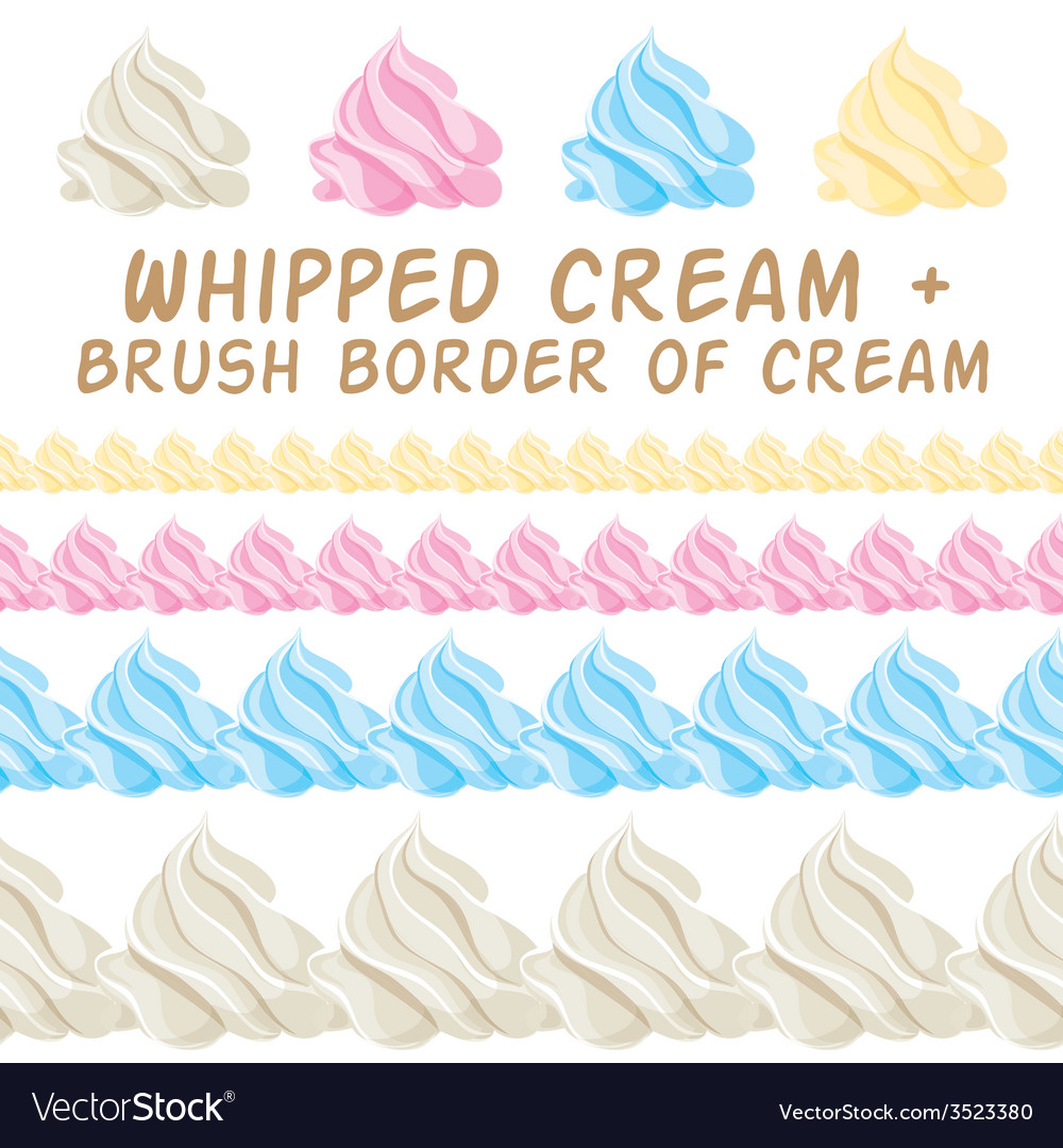Whipped cream and border colorful brush set Vector Image Whipped cream and border colorful brush set Vector Image