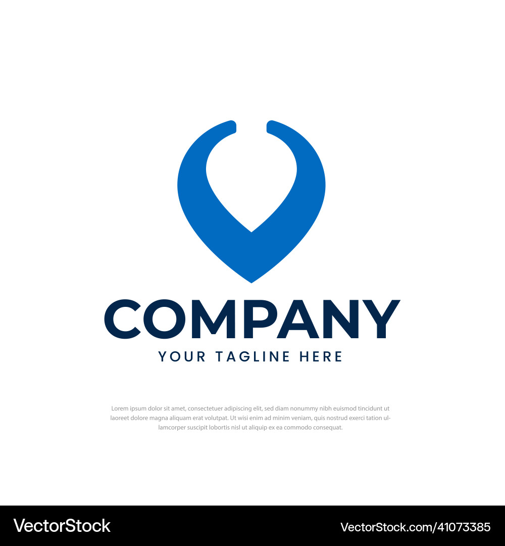 Blue pin logo simple template design symbol icon Vector Image