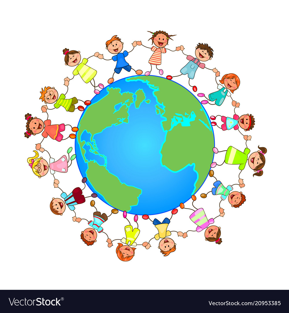 Children around globe Royalty Free Vector Image