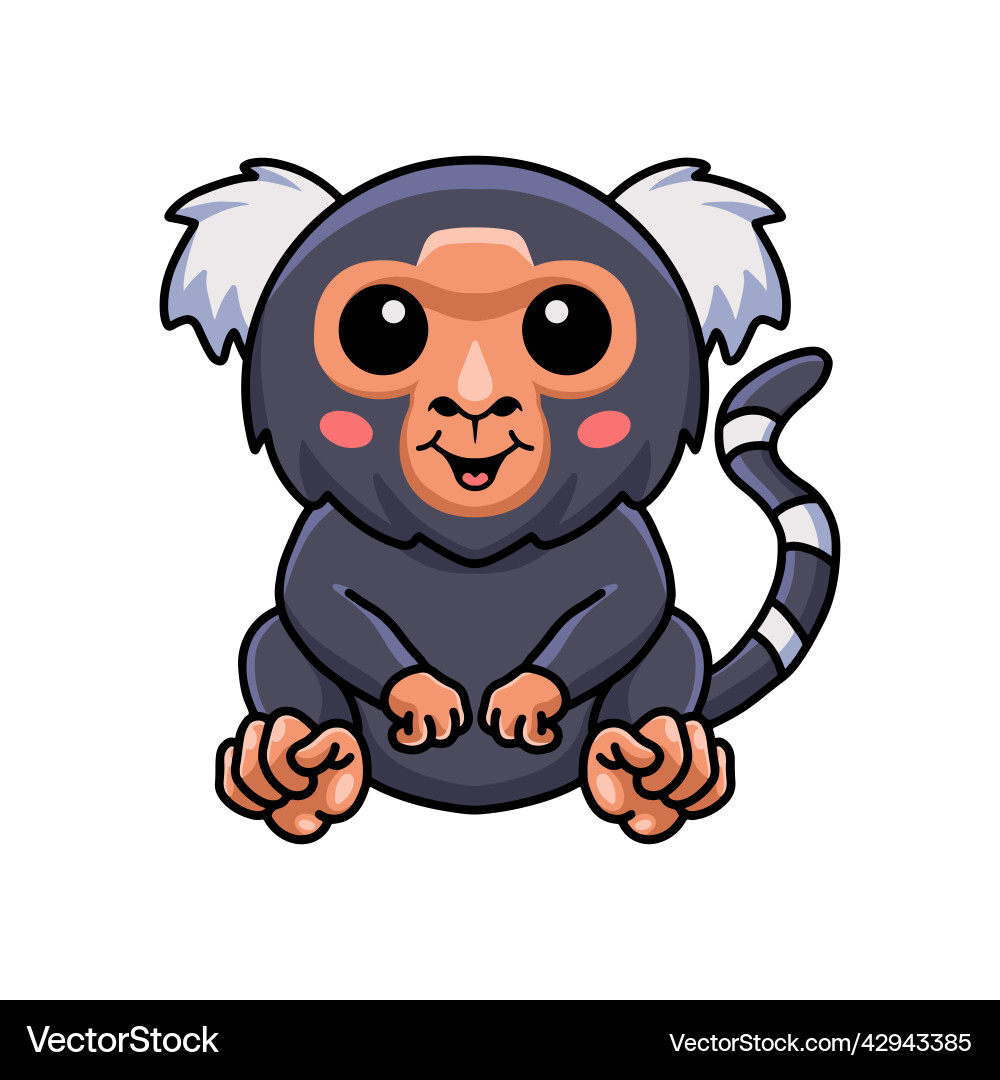 Cute pygmy marmoset monkey cartoon sitting Vector Image