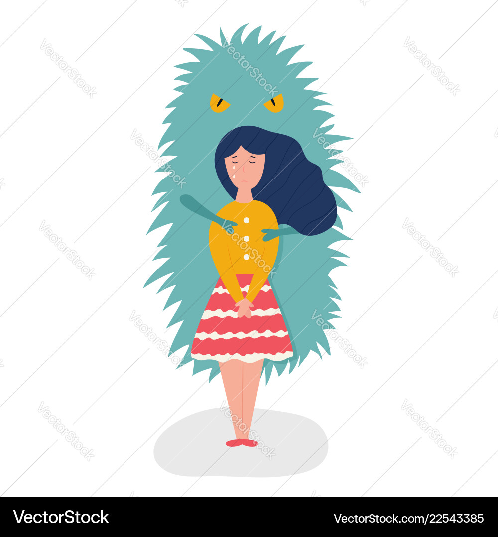 Depressed girl captured by abstract depression Vector Image