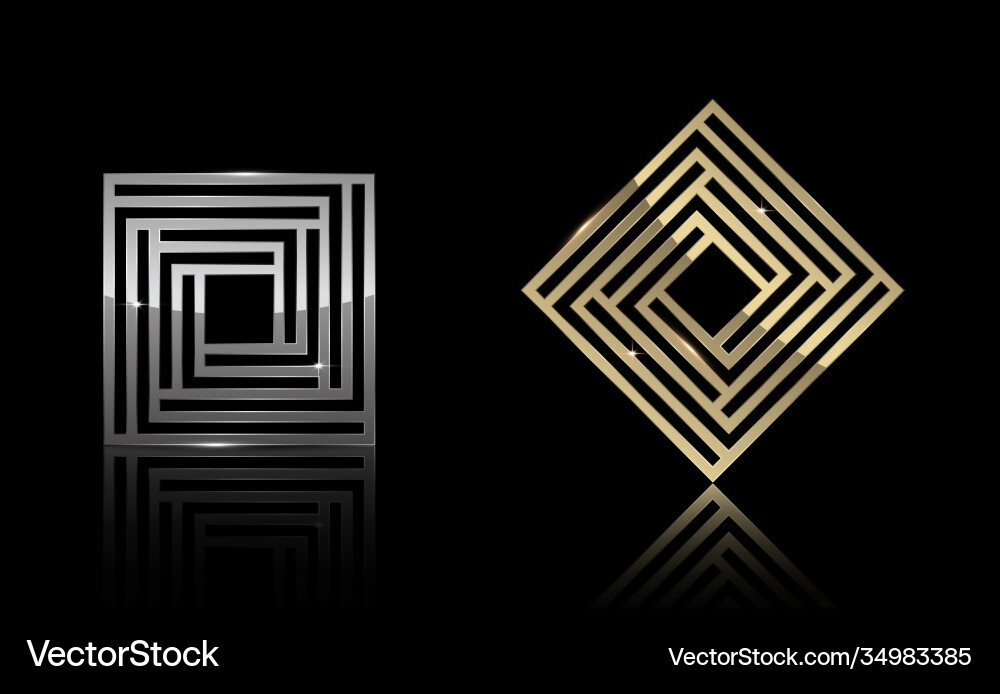 Gold and silver square 8 Royalty Free Vector Image
