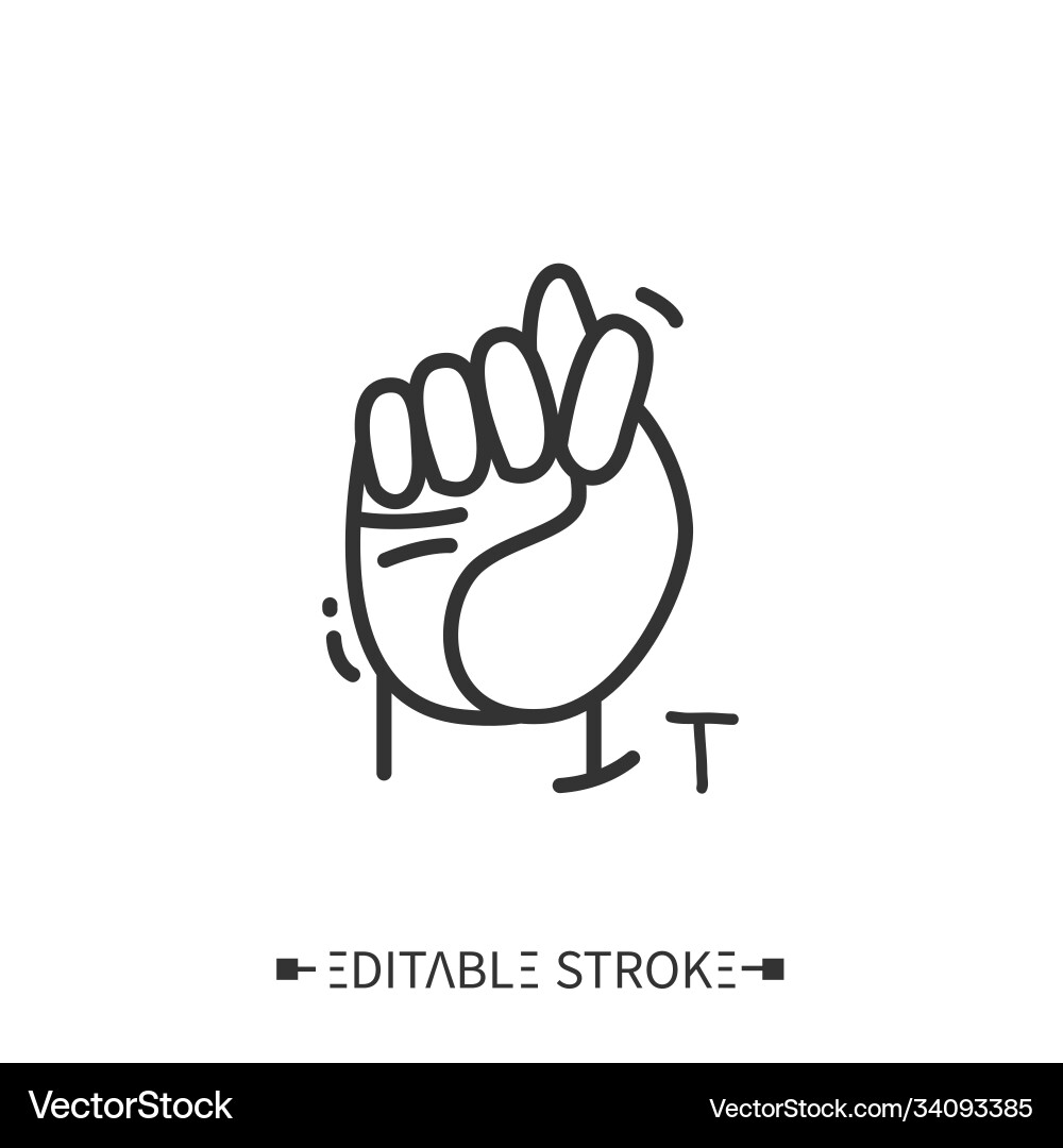 Hand gesture showing t letter line icon editable Vector Image