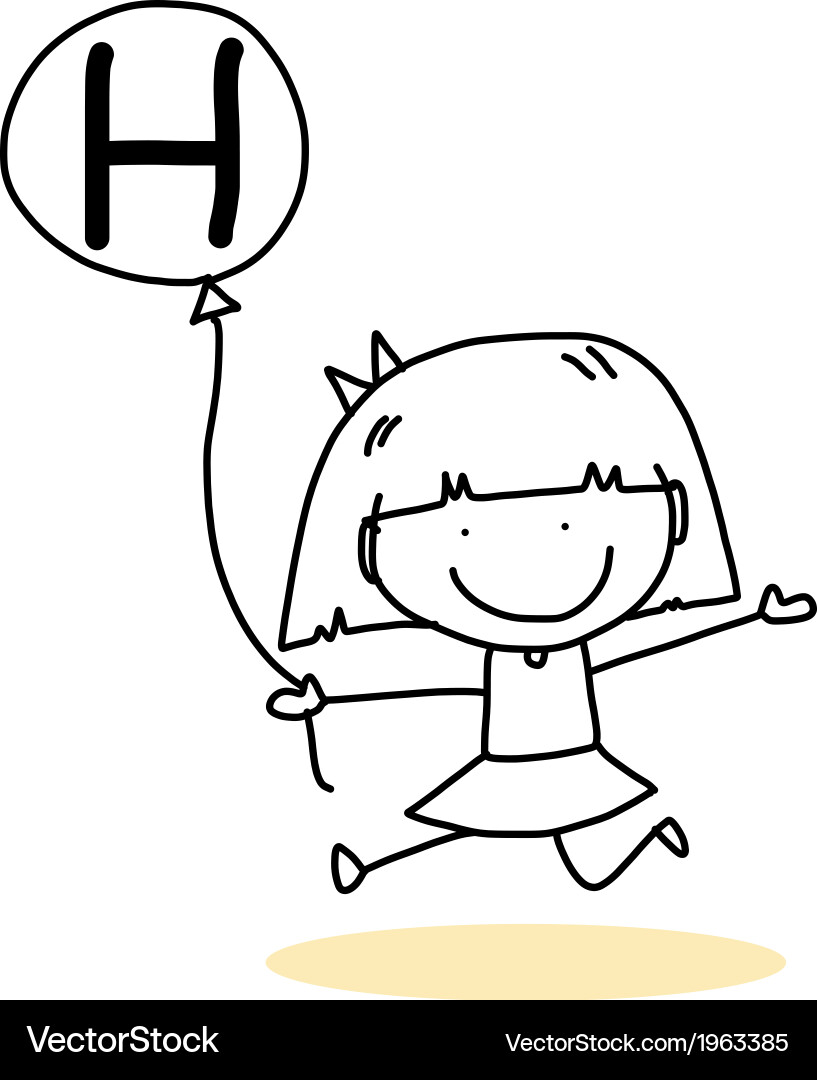 Happy alphabet hand-drawn cartoon Royalty Free Vector Image