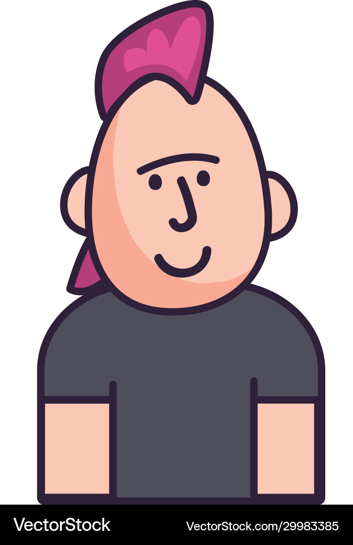 Isolated avatar punk man fill style icon Vector Image