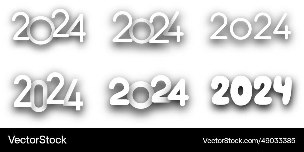New year 2024 different paper numbers for Vector Image