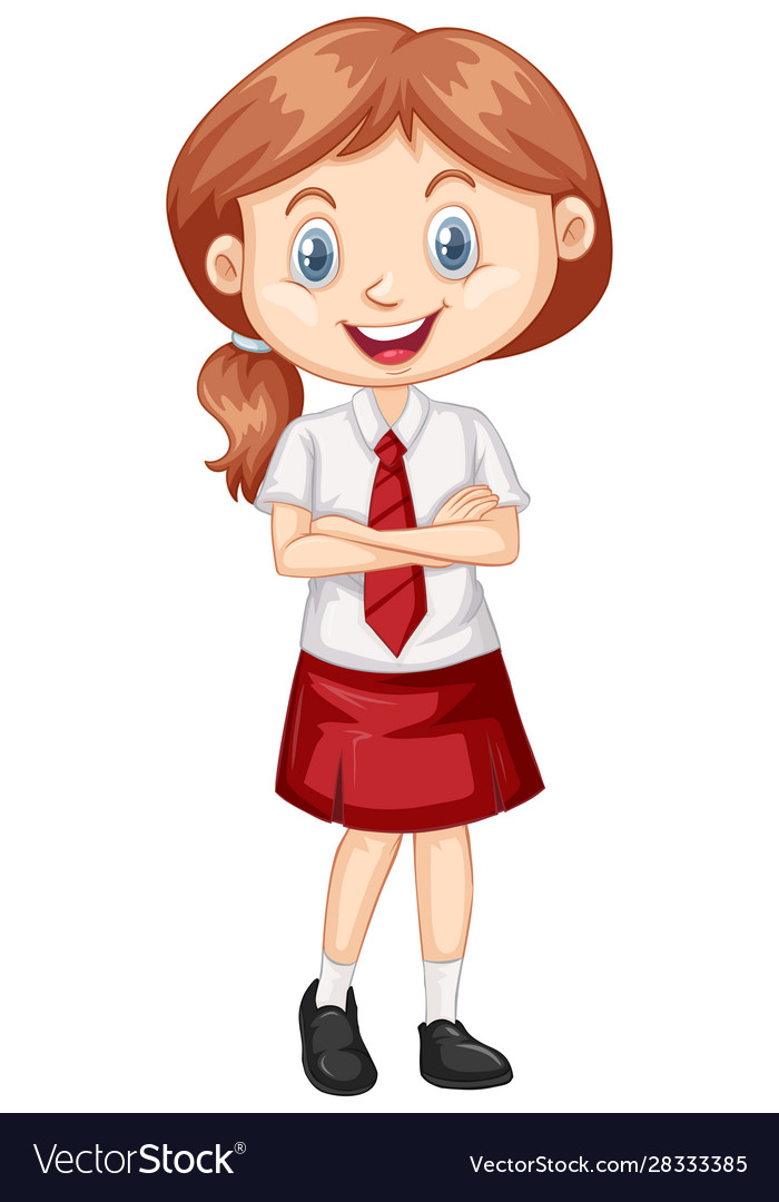 One happy girl in red uniform Royalty Free Vector Image
