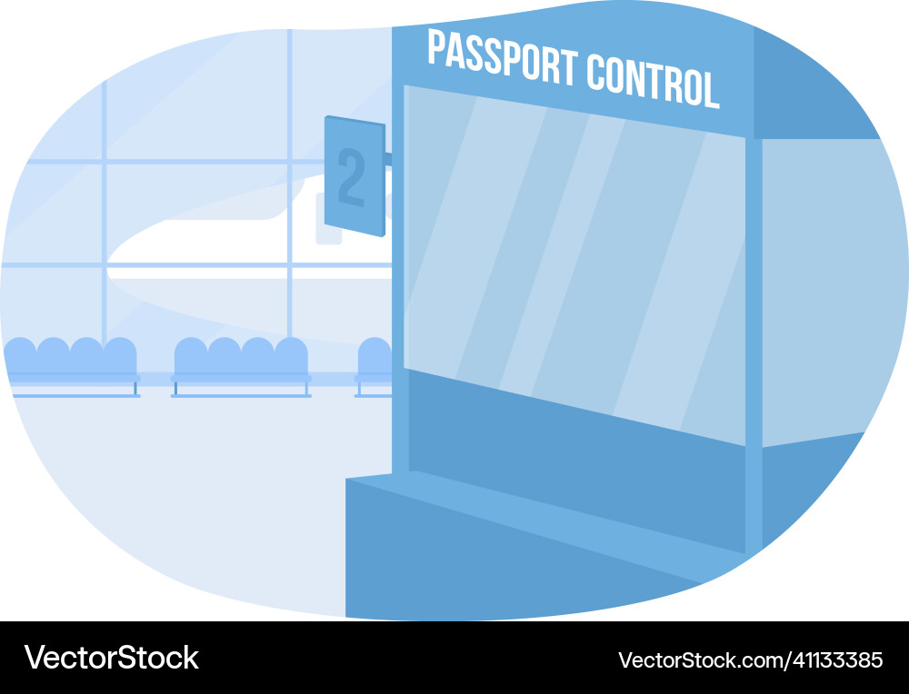 Passport control in airport 2d isolated Royalty Free Vector