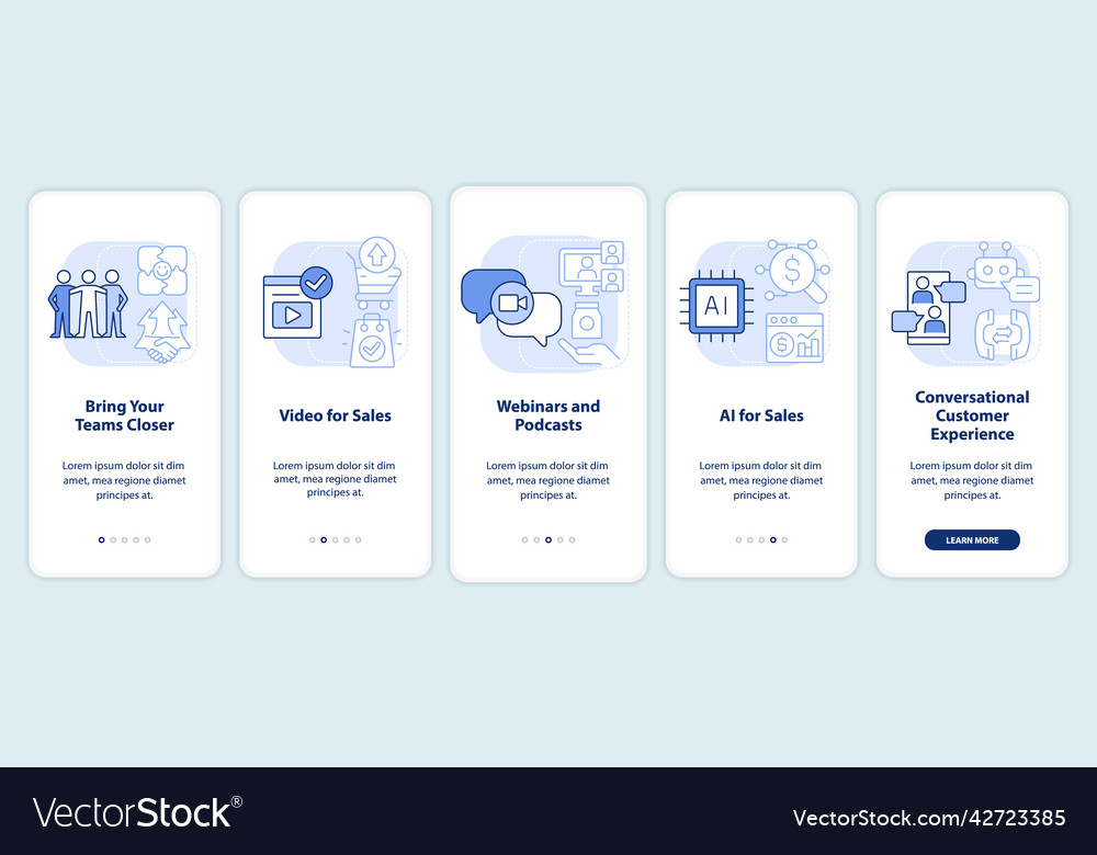 Sales Trends Light Blue Onboarding Mobile App Vector Image