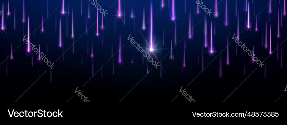 Space comet rain with purple neon star shower Vector Image