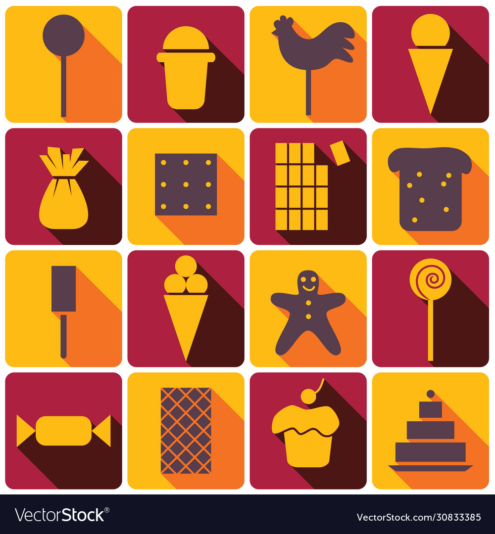 Sweets icon set with shadows Royalty Free Vector Image
